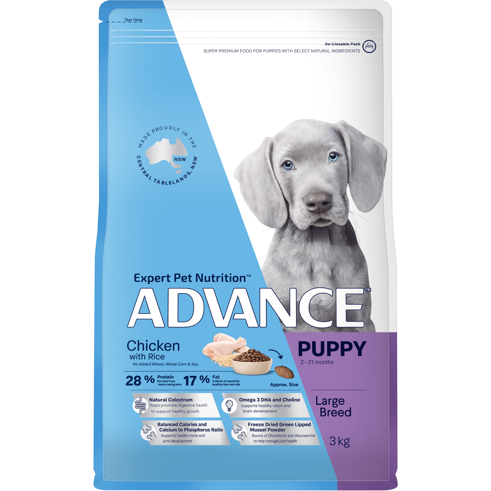 ADVANCE Puppy Large Breed Dry Dog Food Chicken & Rice 3kg